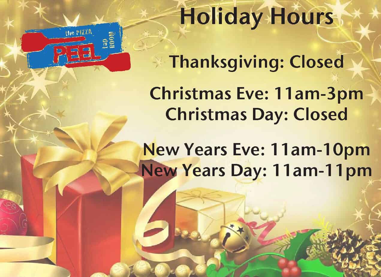 Holiday Hours @ 'The Peels' - Tap and Peel